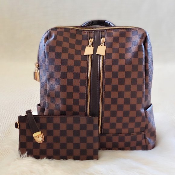 Blush & Belle | Bags | Brown Checker Convertible Backpack | Poshmark